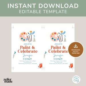Paint and Celebrate Birthday Invitation | Art Party Invite ...