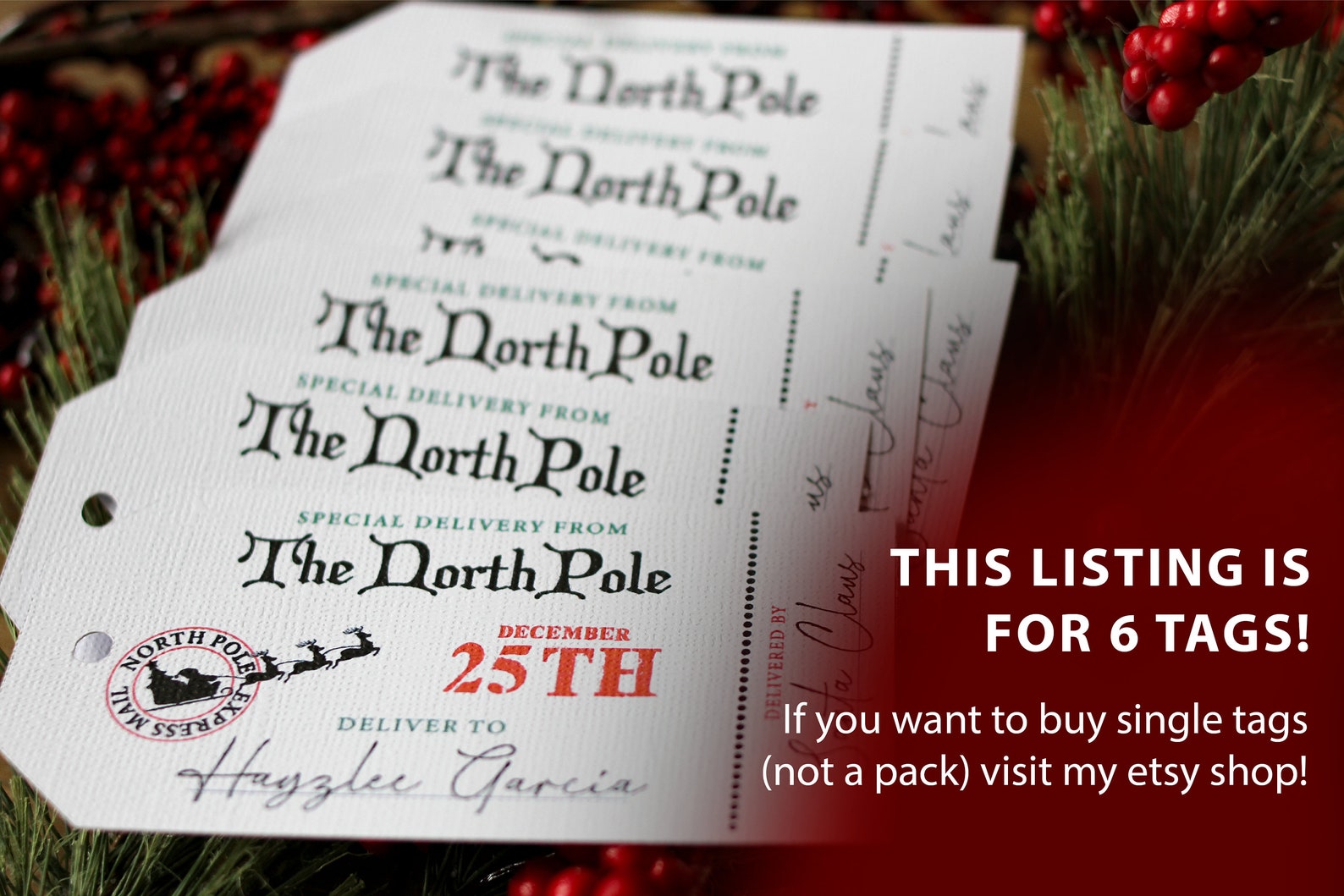 6 PACK North Pole Gift Tag Christmas Gift Tag for Kids | Etsy