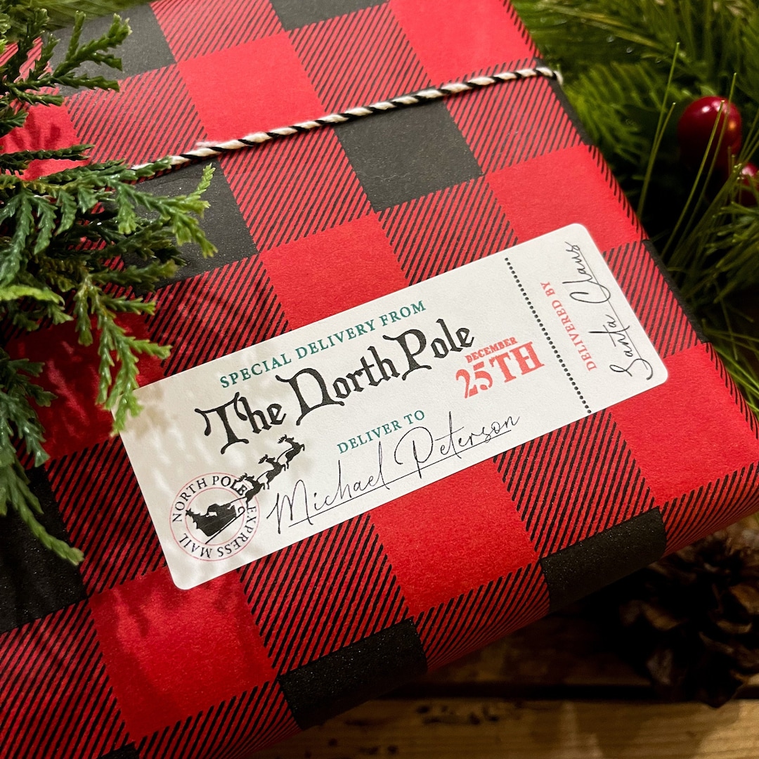 North Pole Gift Stickers, Christmas Gift Tag for Kids, Personalized ...