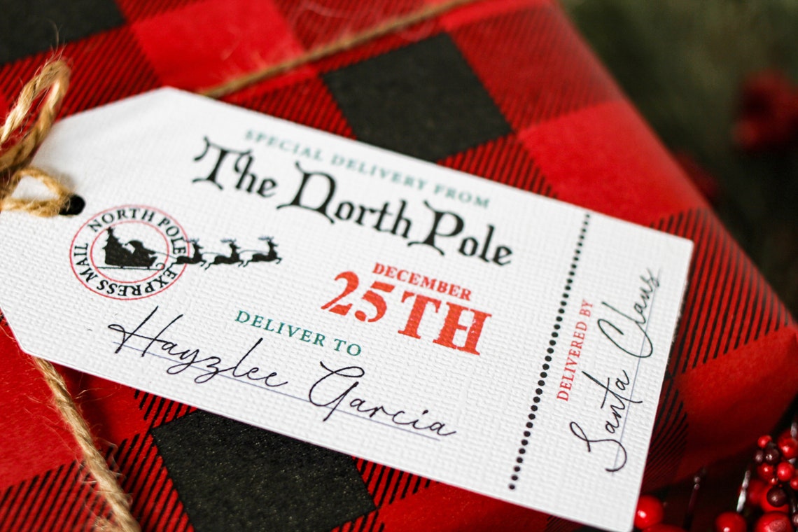 6 PACK North Pole Gift Tag Christmas Gift Tag for Kids | Etsy