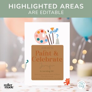 Paint and Celebrate Birthday Invitation | Art Party Invite ...