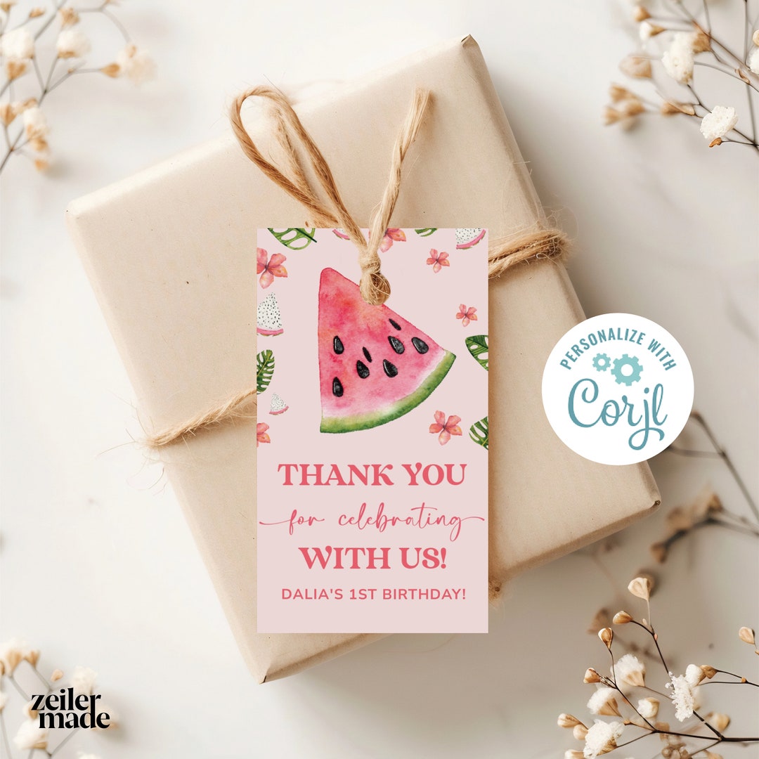 One in a Melon Party Favor Tag | Watermelon Themed Birthday Thank You ...