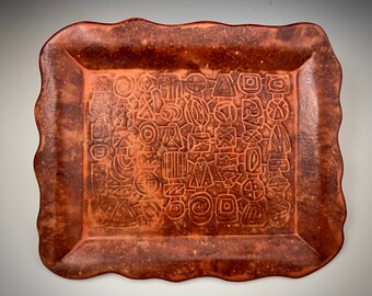 Red and Pearl Asymmetrical Plate - Etsy