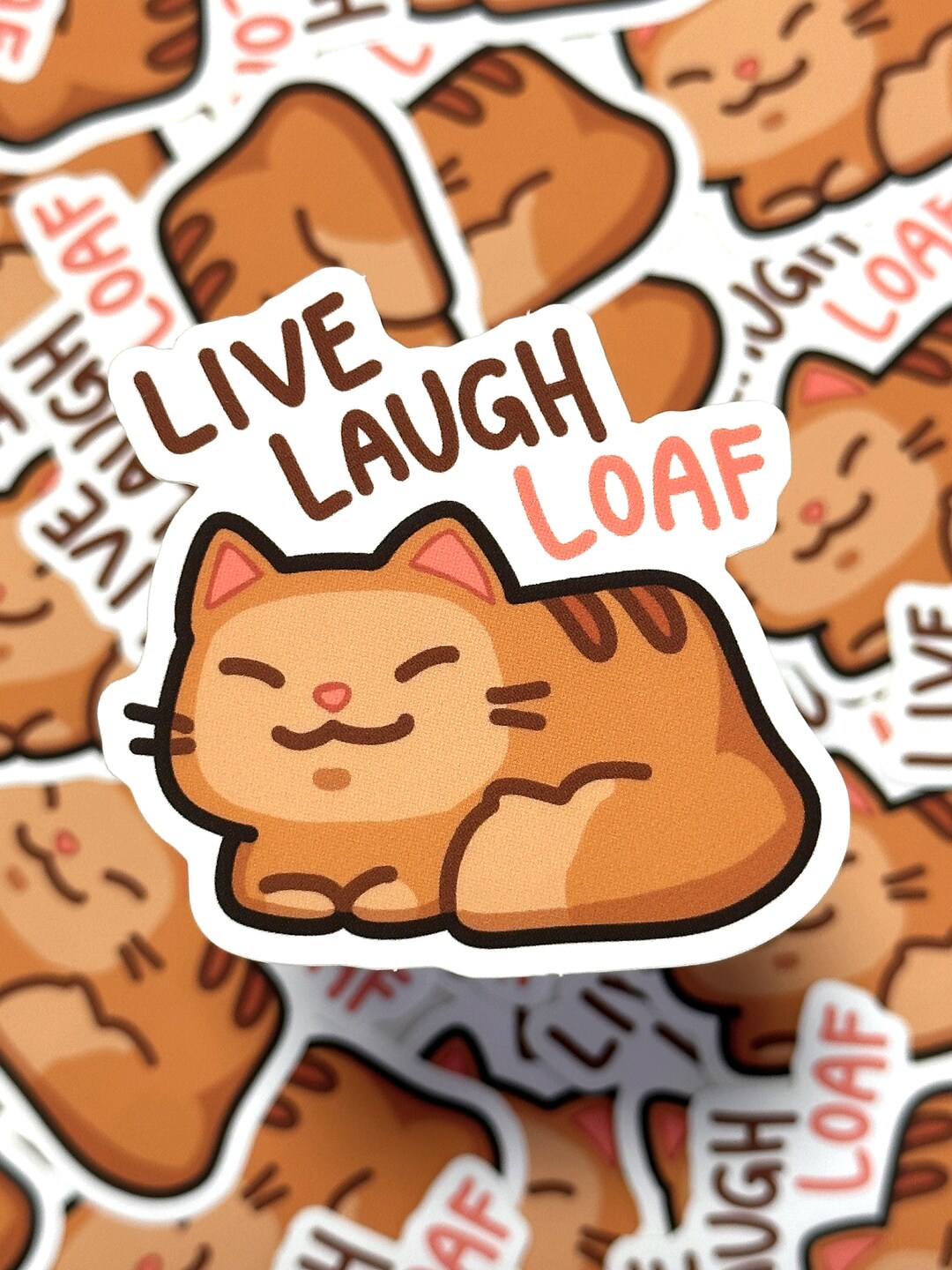 Live Laugh Loaf Cute Cat Weatherproof Sticker - Etsy