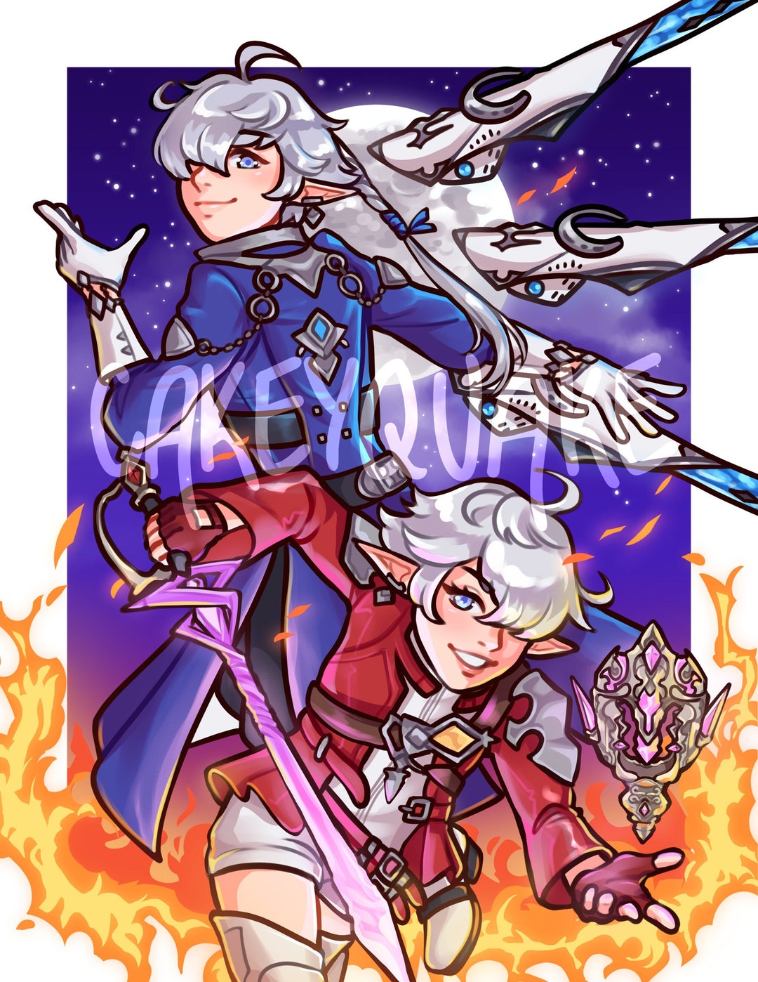 Final Fantasy Xiv Alphinaud And Alisaie Leveilleur Endwalker Print 85x11 Etsy