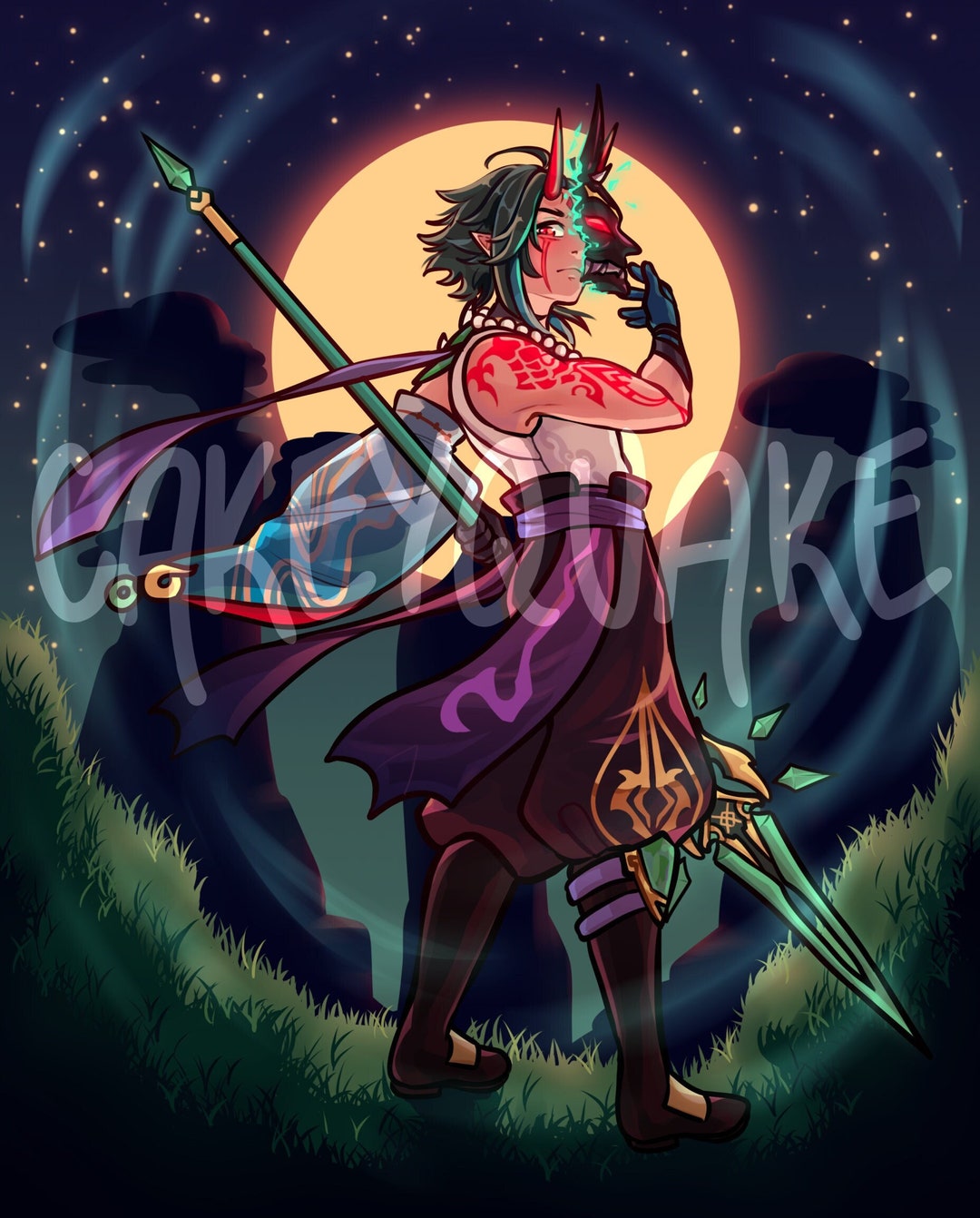 Genshin Impact Corrupted Xiao Print 8x10" - Etsy