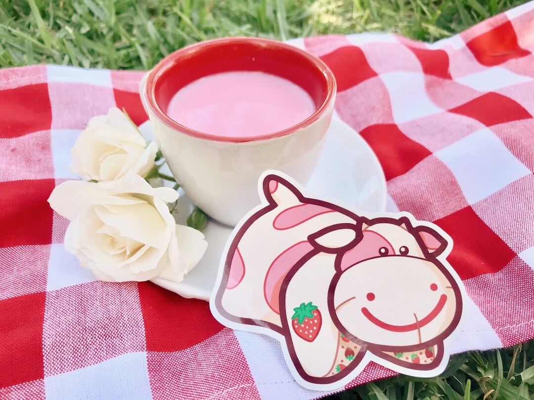 Strawberry Cow Vinyl Sticker - Etsy