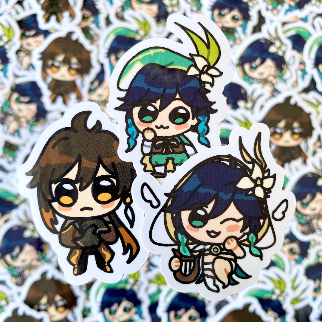 Genshin Impact Chibi Vinyl Stickers (venti & Zhongli) - Etsy