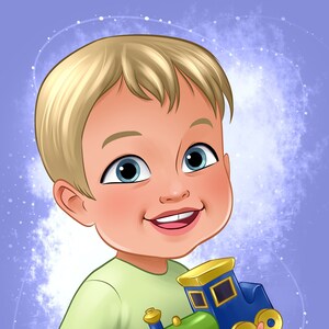 Child Portrait Cartoon Portrait From Photo Gift for Her Cartoon ...