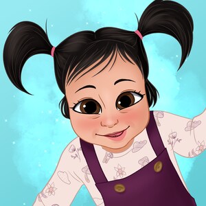 Child Portrait Cartoon Portrait From Photo Gift for Her | Etsy