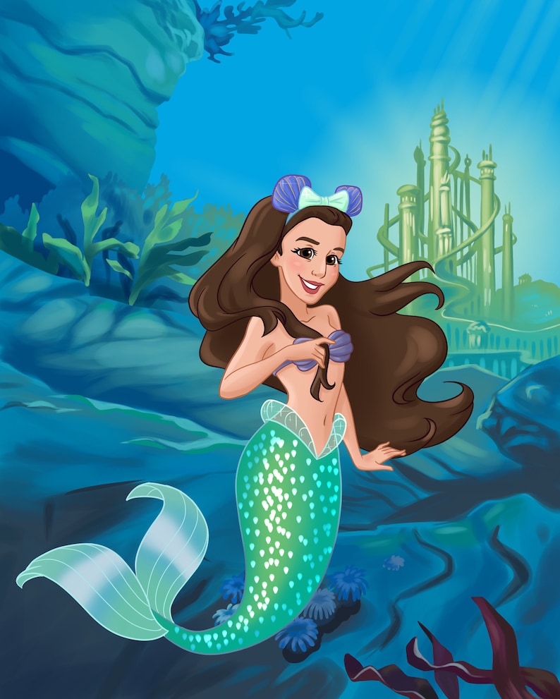 Mermaids Portrait Mermaids King Neptune Cartoon Portrait - Etsy