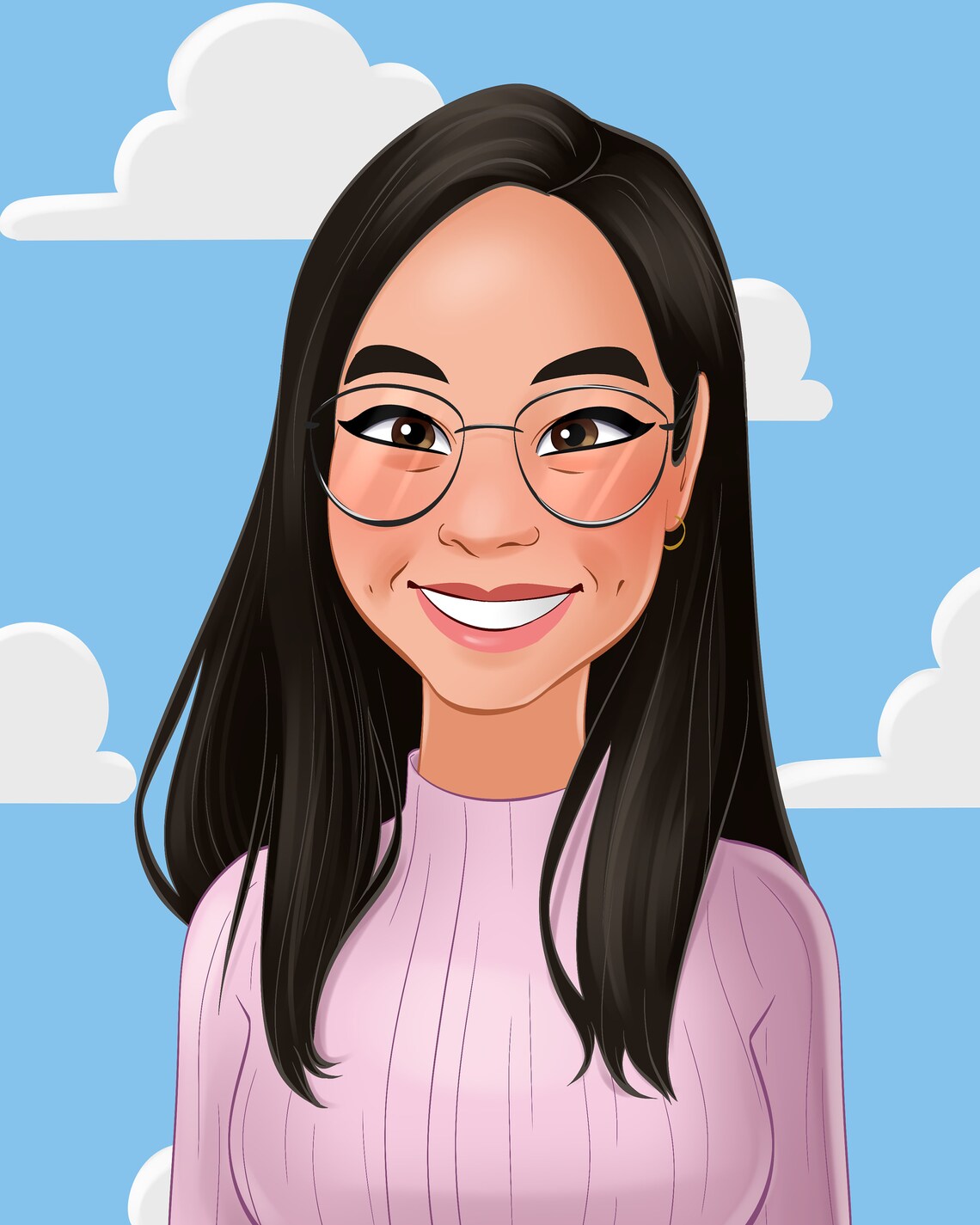 Child portrait Cartoon portrait from photo Gift for her | Etsy