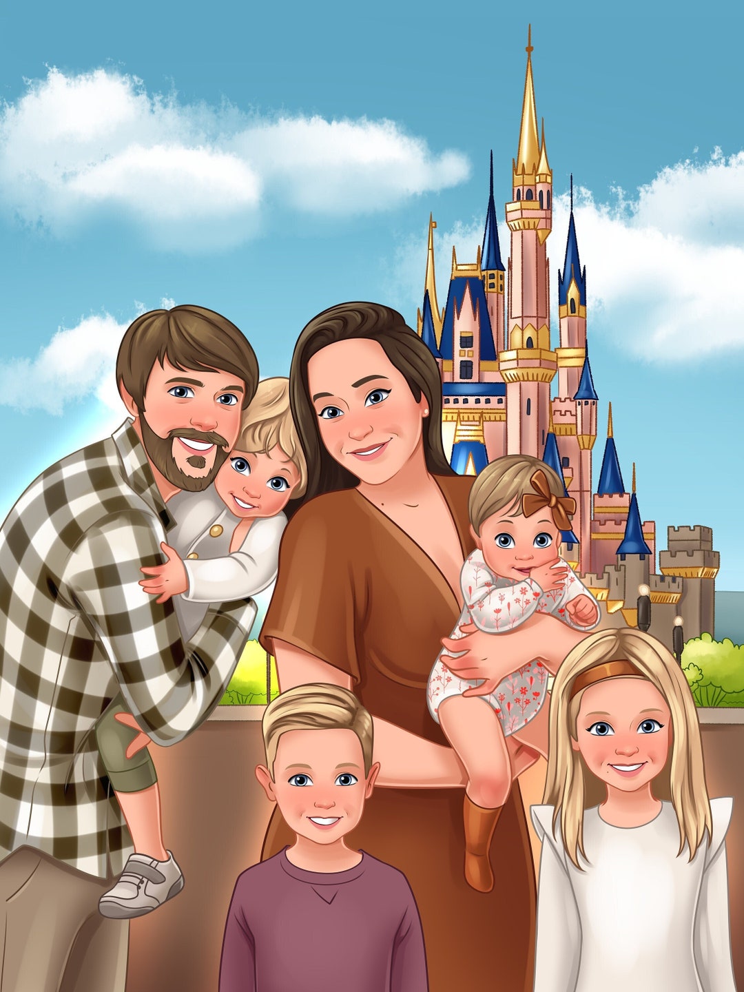 Cartoon Portrait From Photo Сhristmas Portrait Family Cartoon Portrait ...
