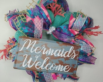 Whimsical Mermaid Deco Mesh Oval Wreath - Etsy