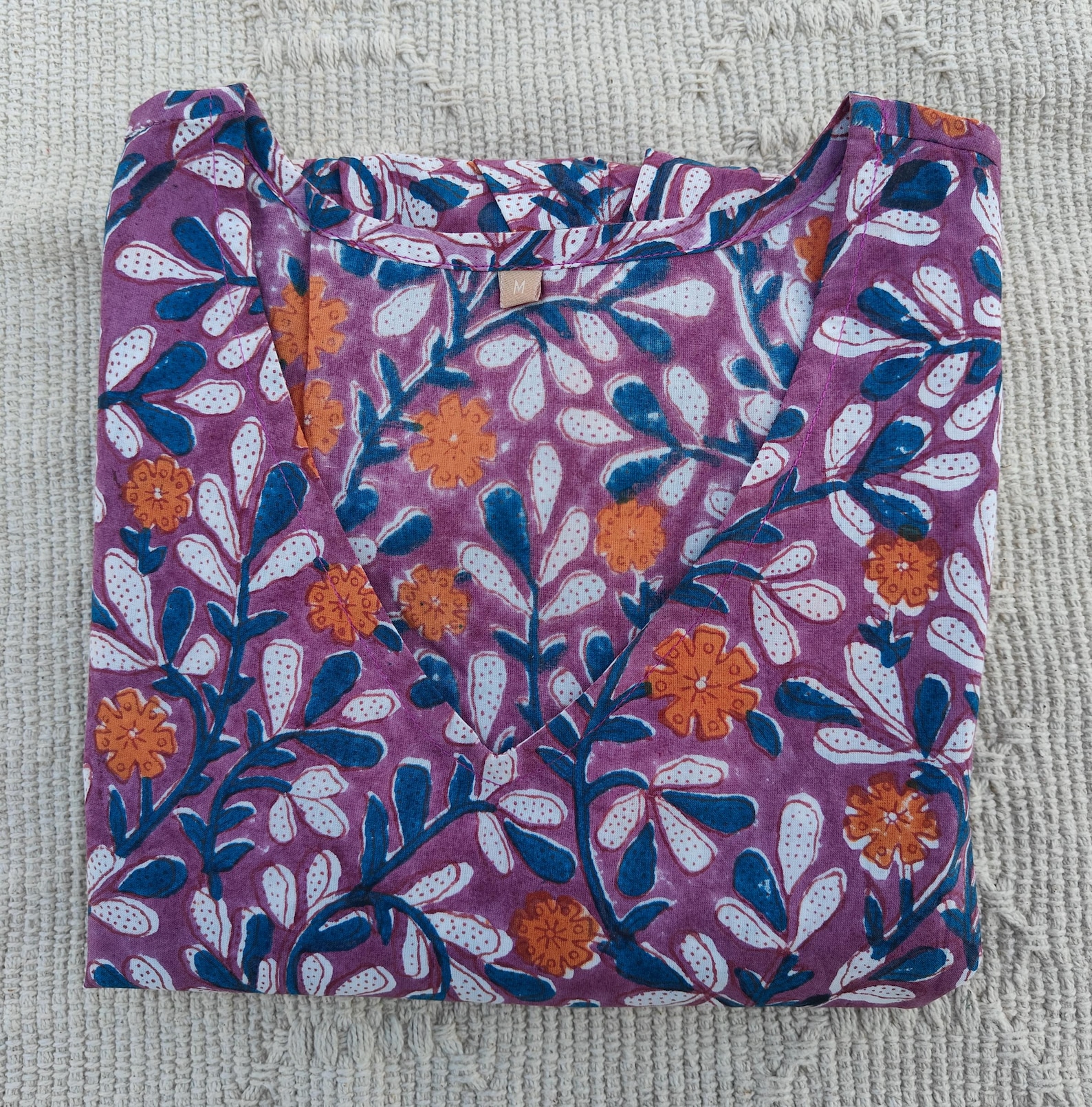 Multi Color Cotton Earthy Floral Bohemian Blouse Top Indian Bagru Block ...