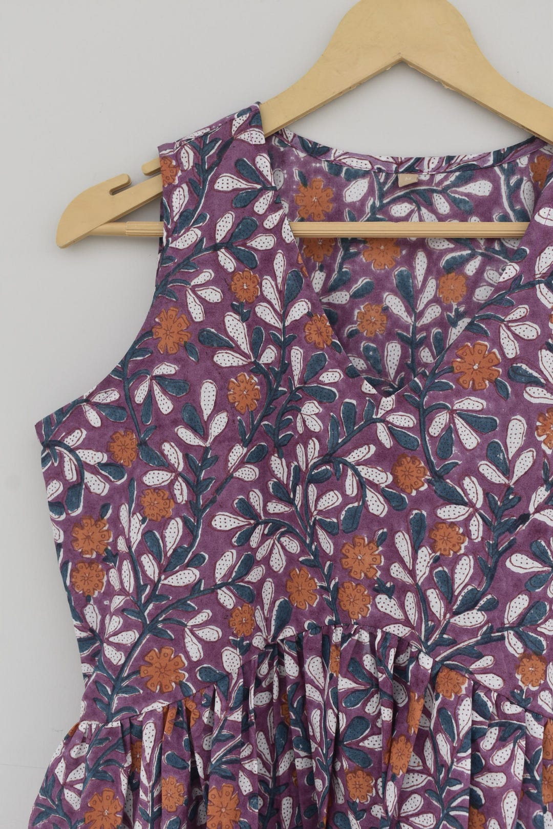 Multi Color Cotton Earthy Floral Bohemian Blouse Top Indian Bagru Block ...