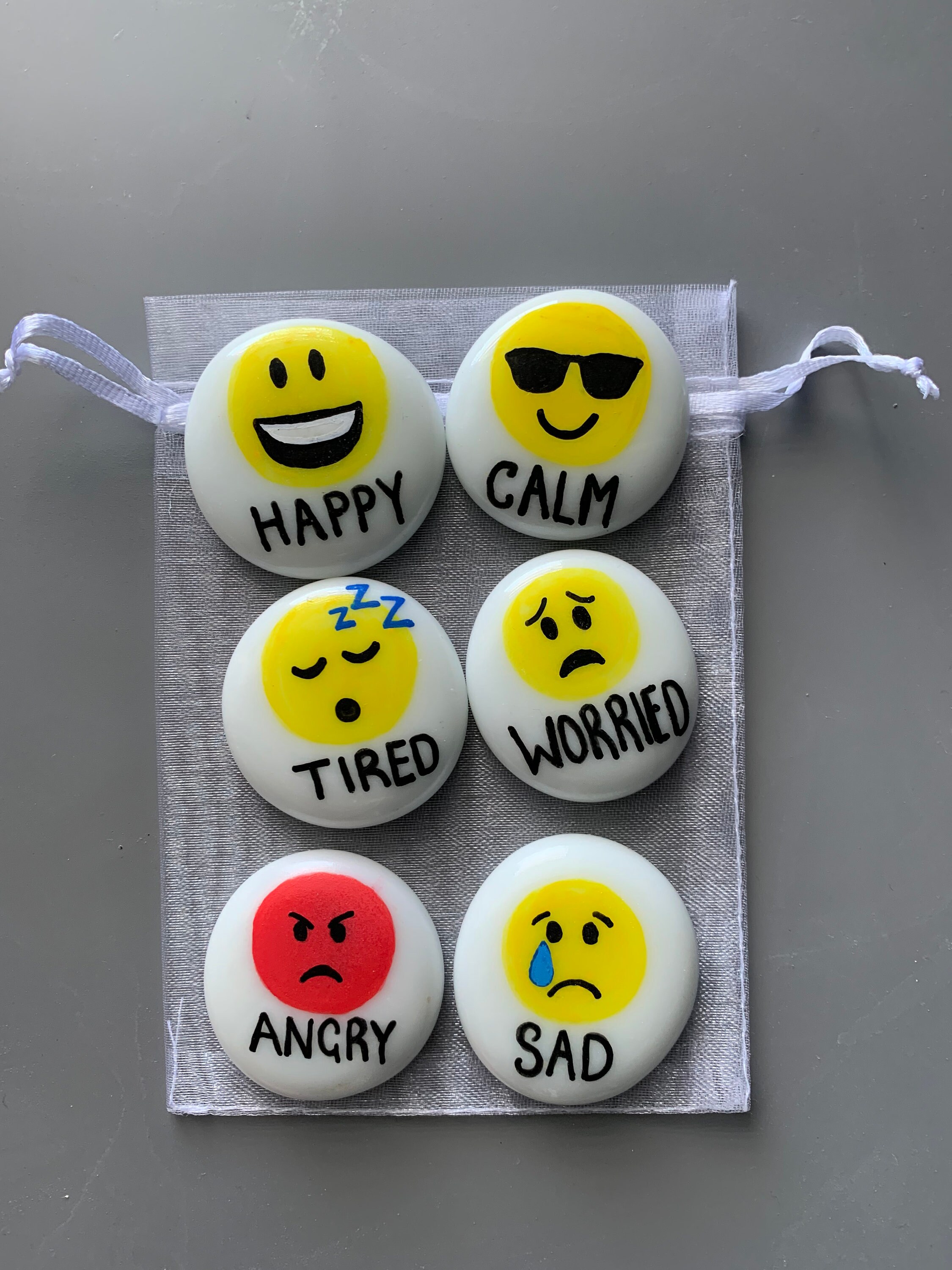 Emoji emotion pebbles | Etsy