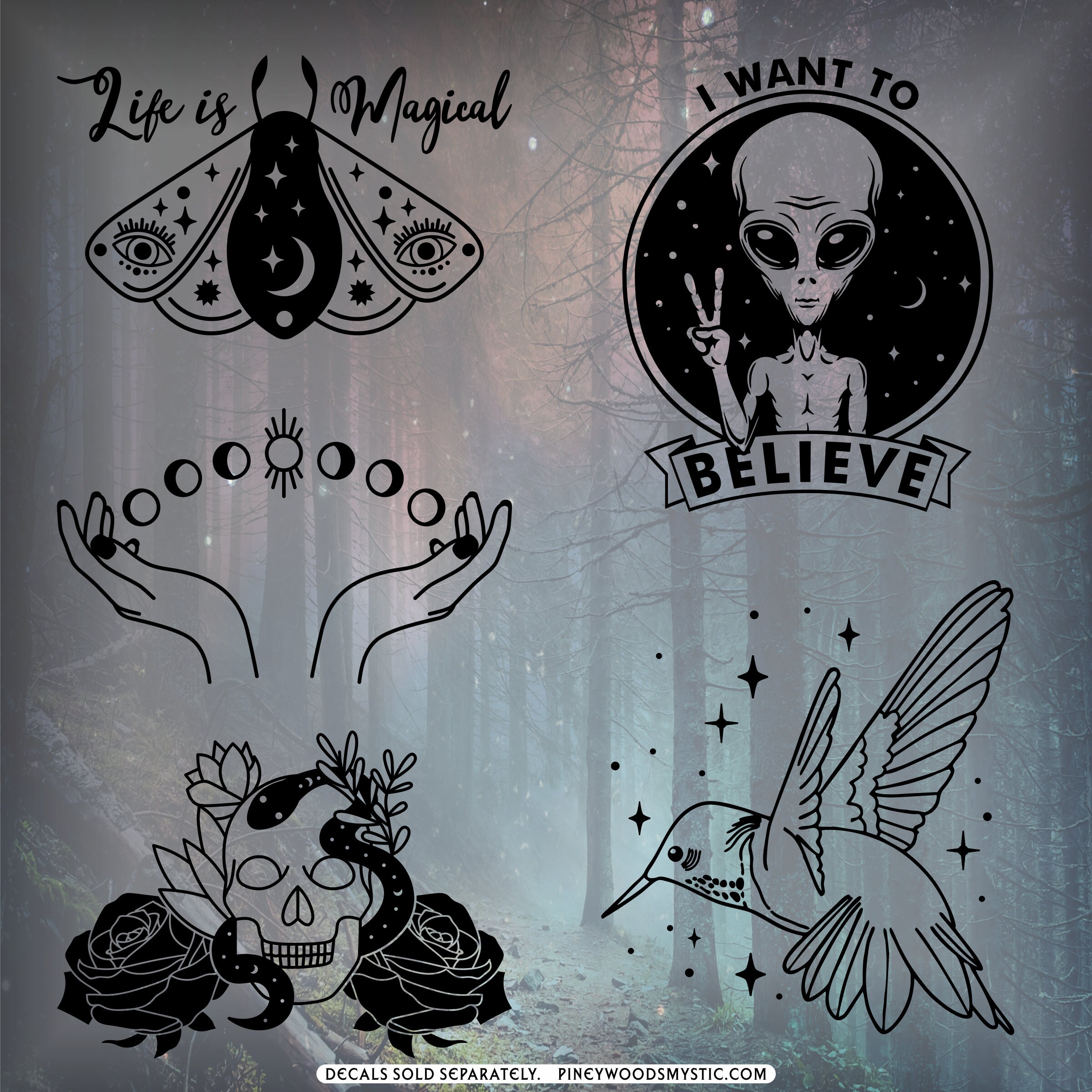 PICK TWO 5 Mystical and Esoteric Vinyl Decals | Etsy