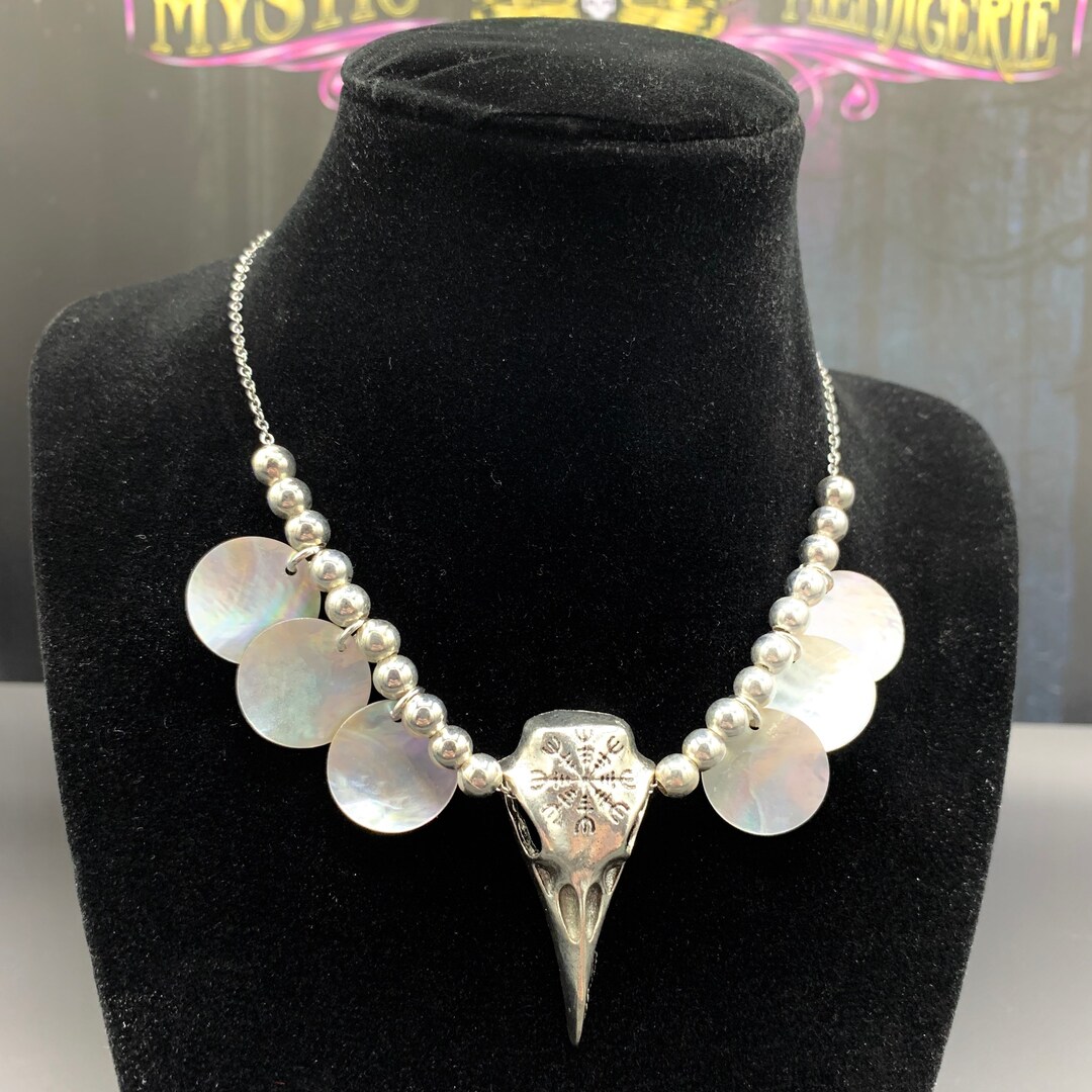 Tibetan Style Bird Skull and Shell Necklace - Etsy