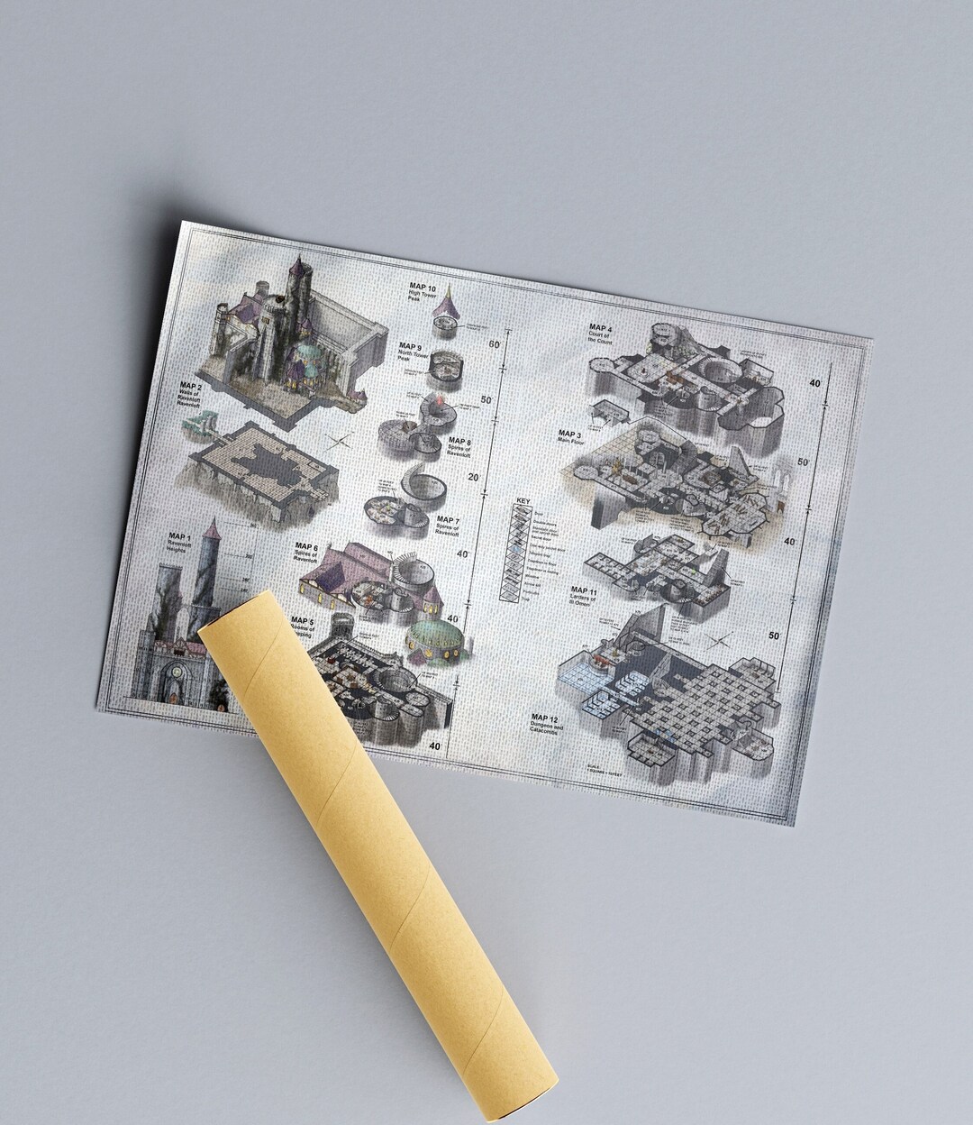 Ravenloft Castle Areas Poster Map Print on Cotton Canvas Borderline ...