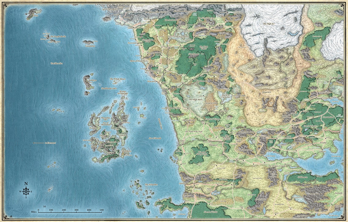 Sword Coast Battlemap Print on Cotton Canvas Borderline - Etsy