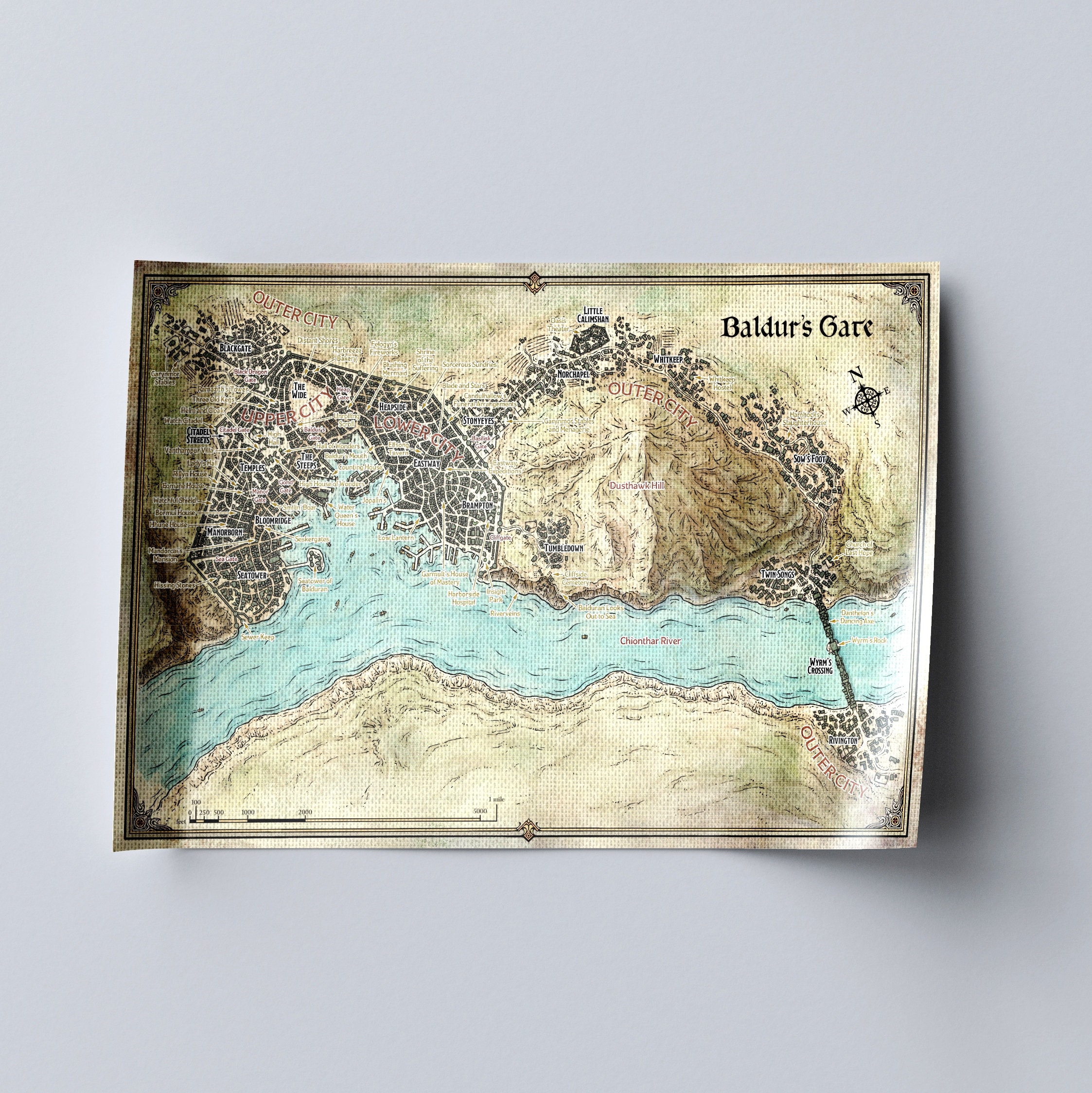 Baldur's Gate Area Battlemap Print on Cotton Canvas - Etsy