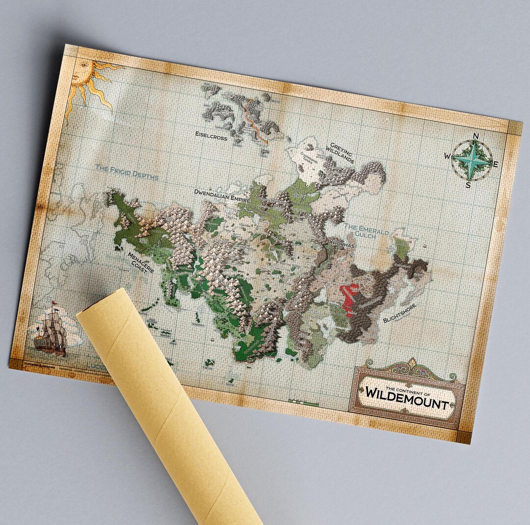 Wildemount Battlemap Print on Cotton Canvas - Borderline Fancy Roll up ...