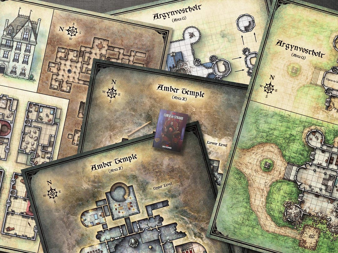 5 Select Curse of Strahd Battle Map Prints Poster Maps With 1-inch Grid ...