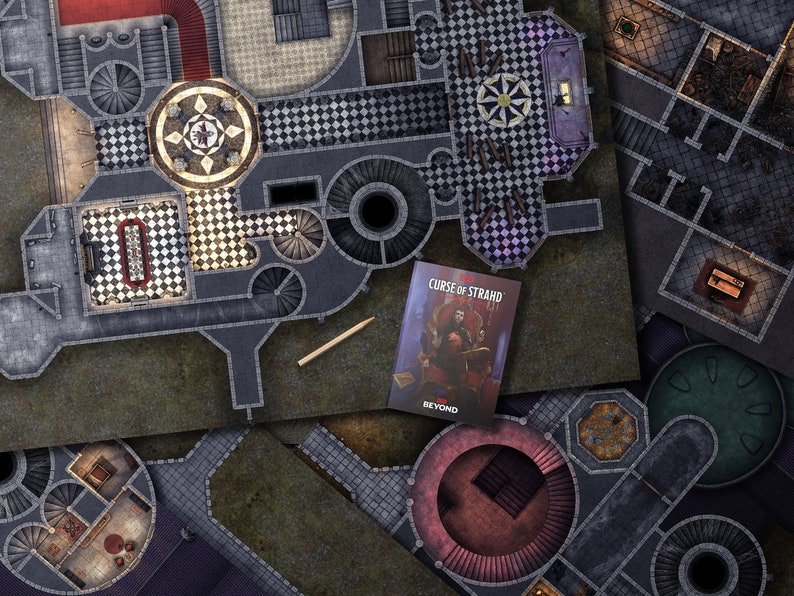 8 Castle Ravenloft Map Prints Full Size 1 Inch Grid Maps on Sturdy ...