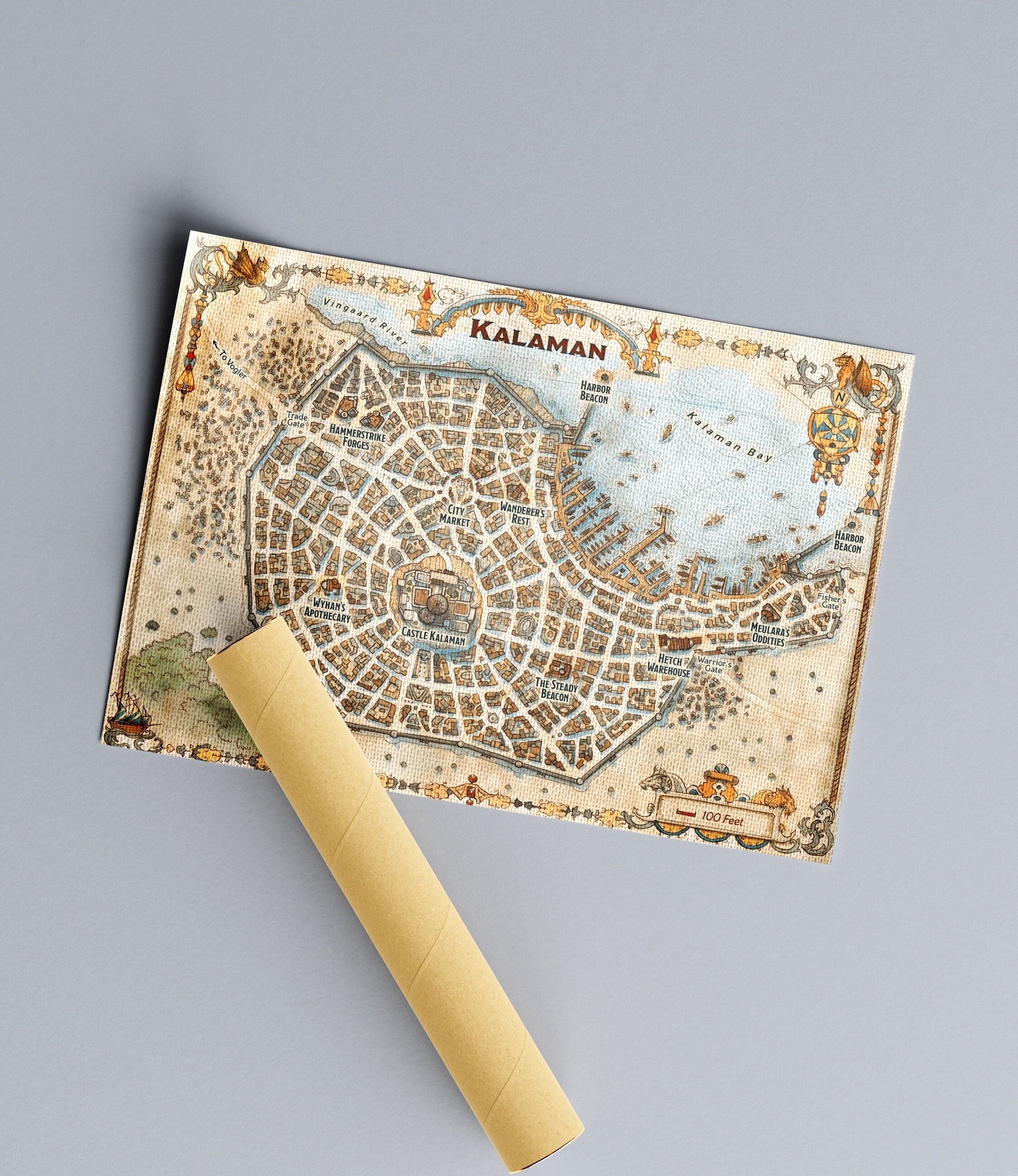 Kalaman Battlemap Print on Cotton Canvas Borderline Fancy Roll up ...
