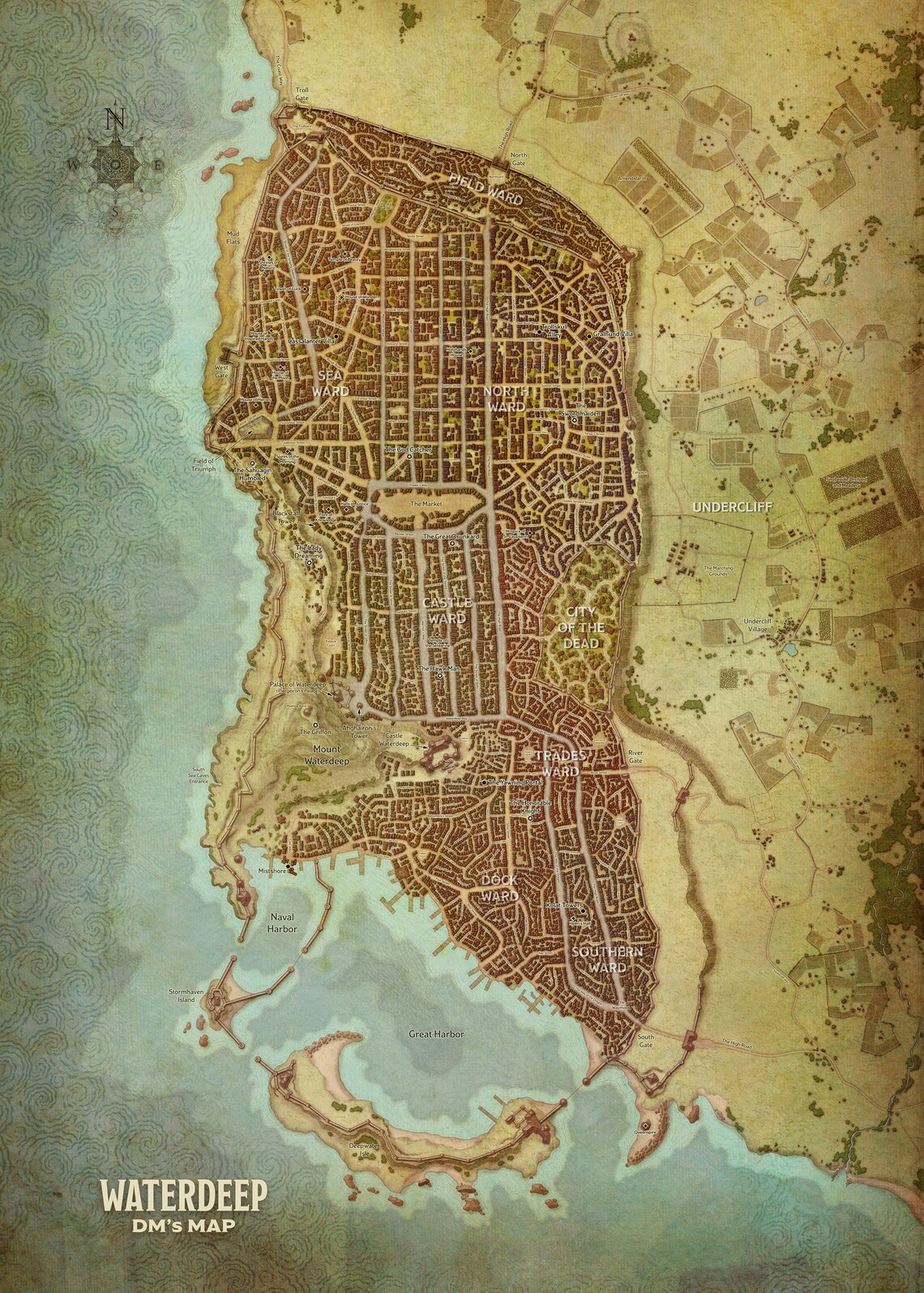 City of Waterdeep Battlemap Print on Cotton Canvas Borderline Fancy ...