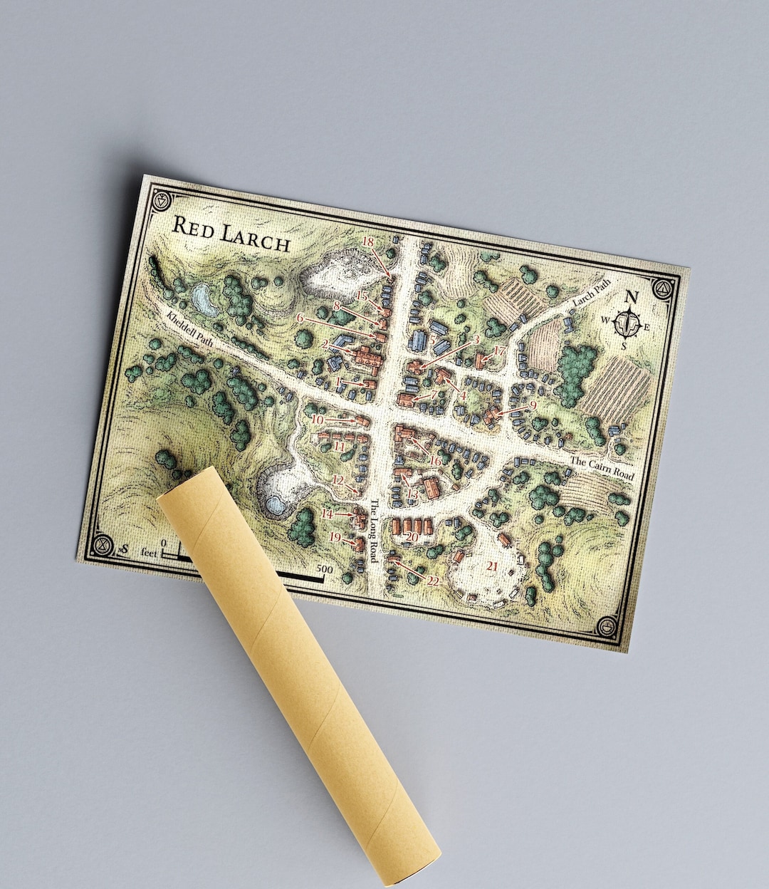 Red Larch Battlemap Print on Cotton Canvas Borderline Fancy - Etsy