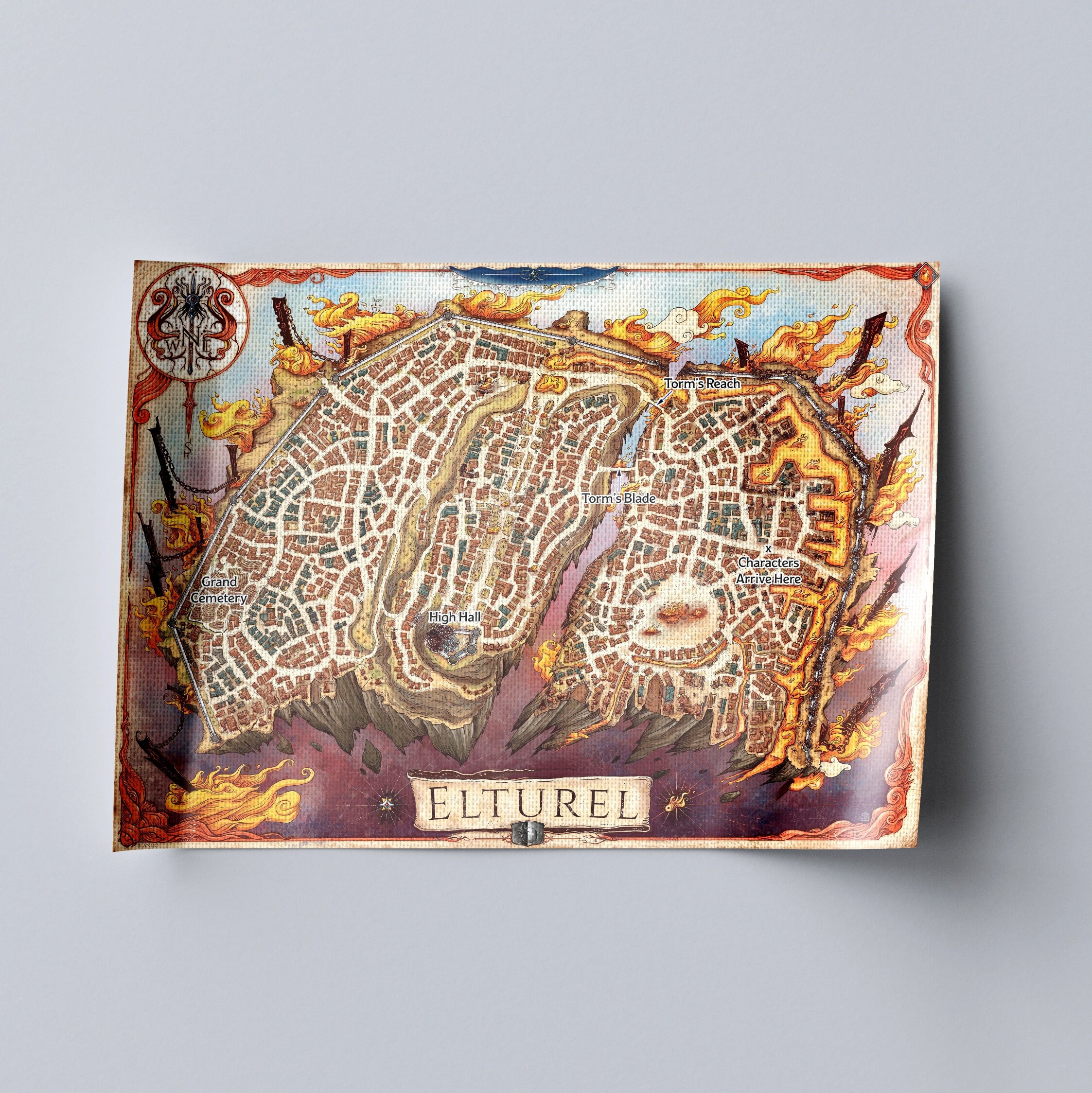 Elturel Poster Battlemap Print on Cotton Canvas Borderline - Etsy