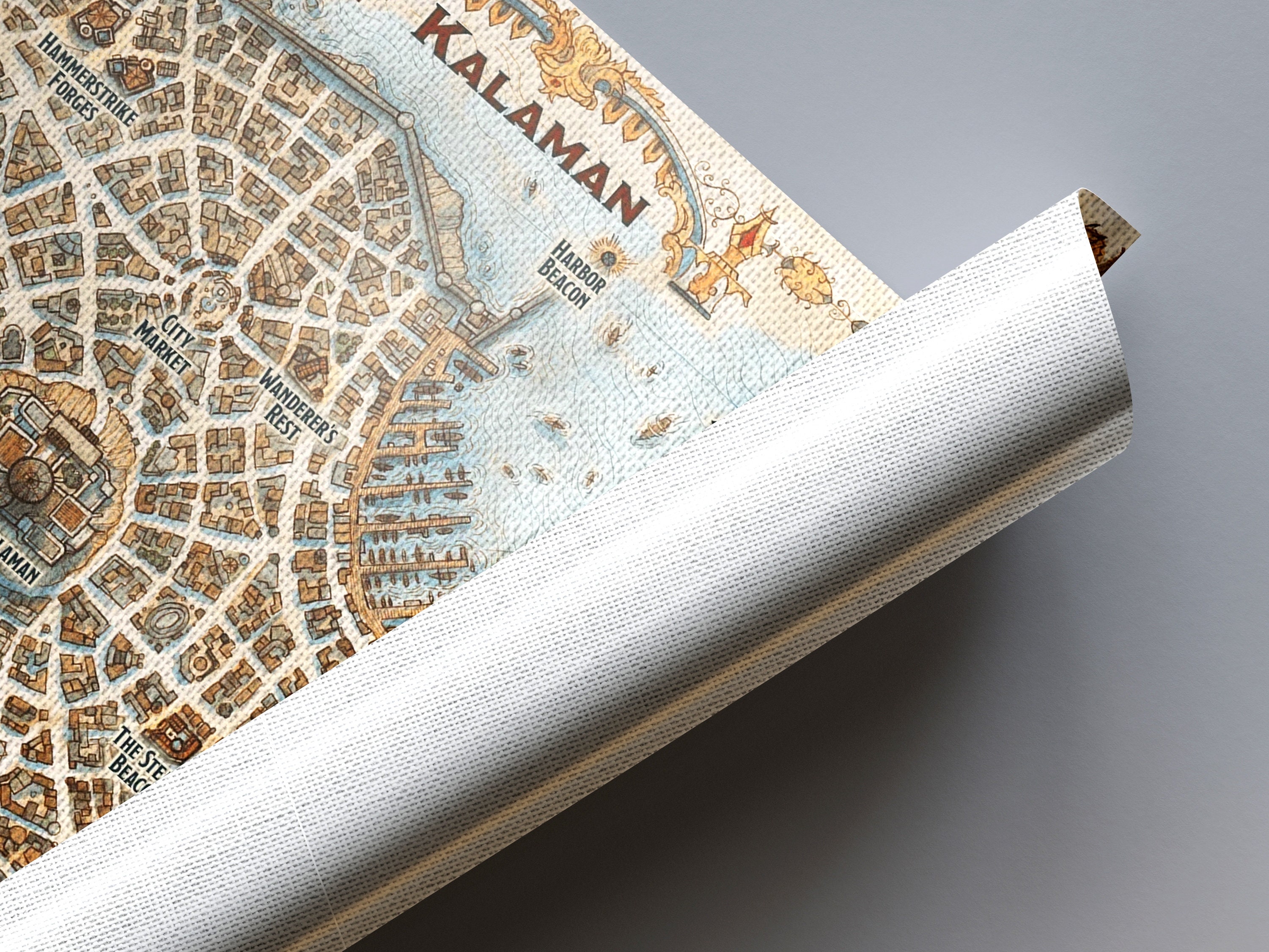 Kalaman Battlemap Print on Cotton Canvas Borderline Fancy Roll up ...