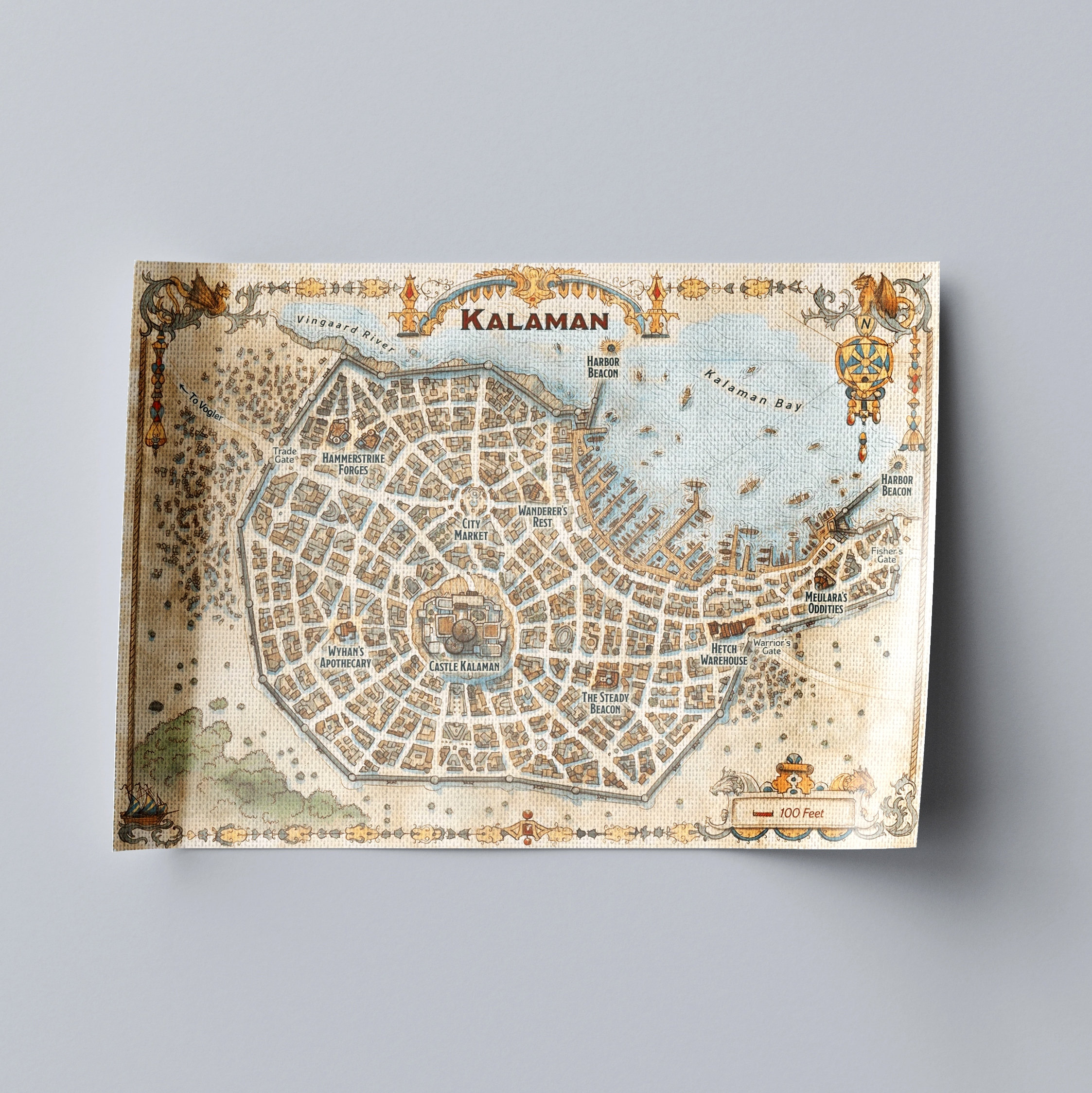 Kalaman Battlemap Print on Cotton Canvas Borderline Fancy Roll up ...
