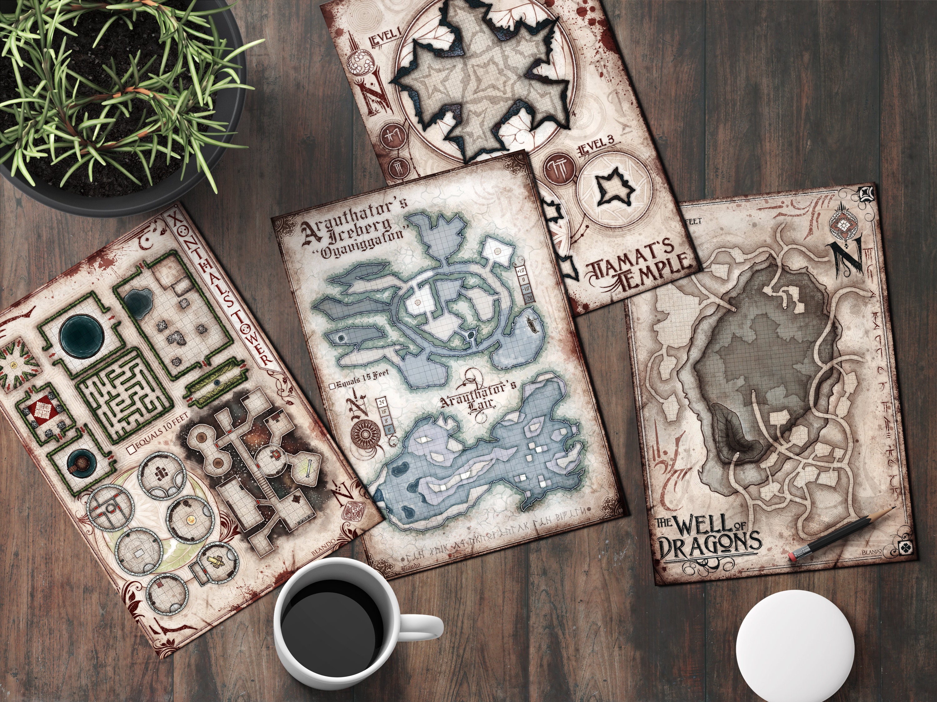 12 Rise of Tiamat Battle Map Prints Poster Maps From the Book Printed ...