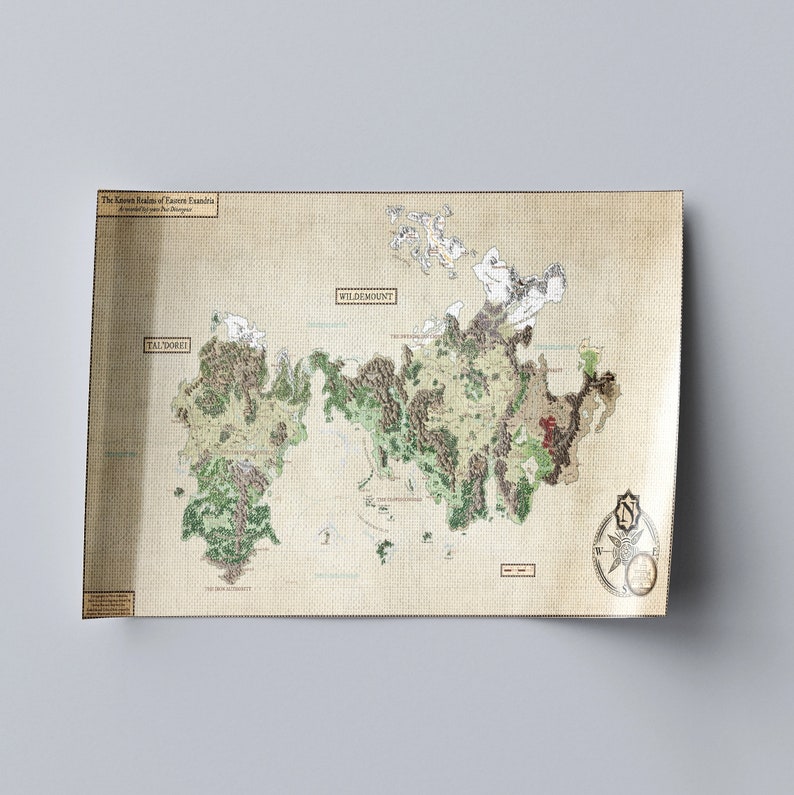 Eastern Exandria Continent Wildemount Map Print on Cotton Canvas ...