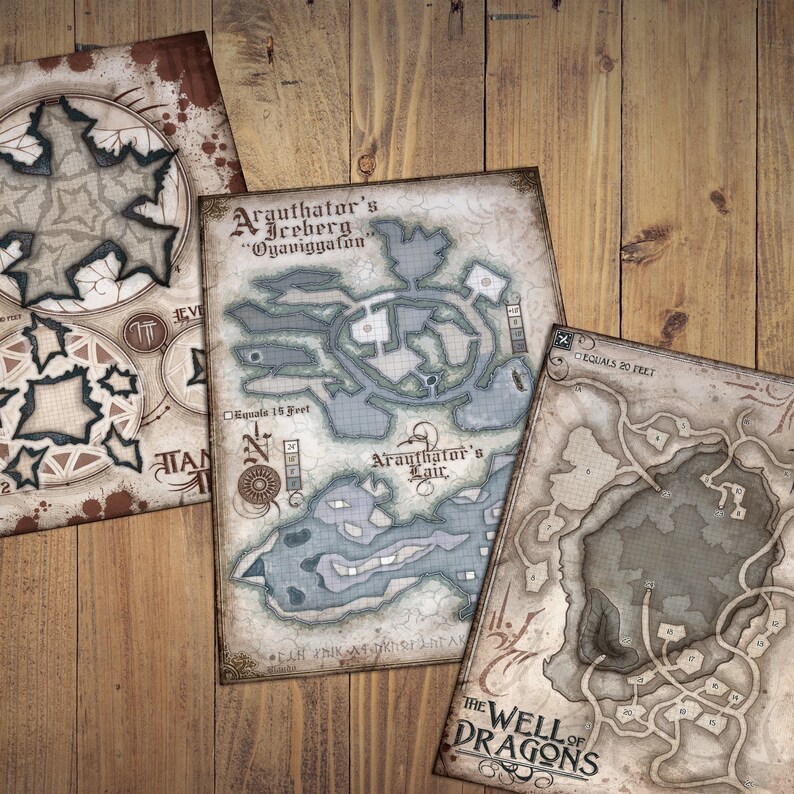 12 Rise of Tiamat Battle Map Prints Poster Maps From the Book Printed ...