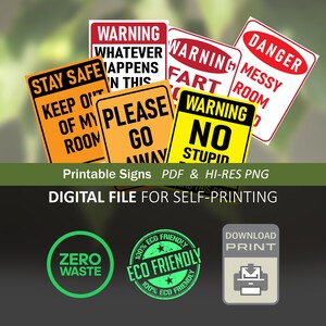 Printable Fun Signs Instant Download Template Files Stay Safe Warning ...