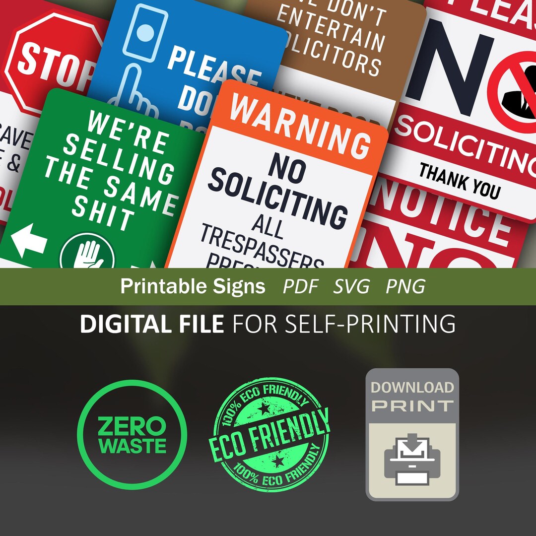 Printable No Soliciting Signs Instant Download Template Files Svg Pdf ...