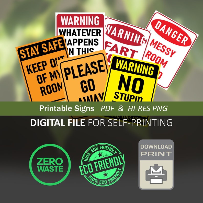 Printable Fun Signs Instant Download Template Files Stay Safe Warning ...