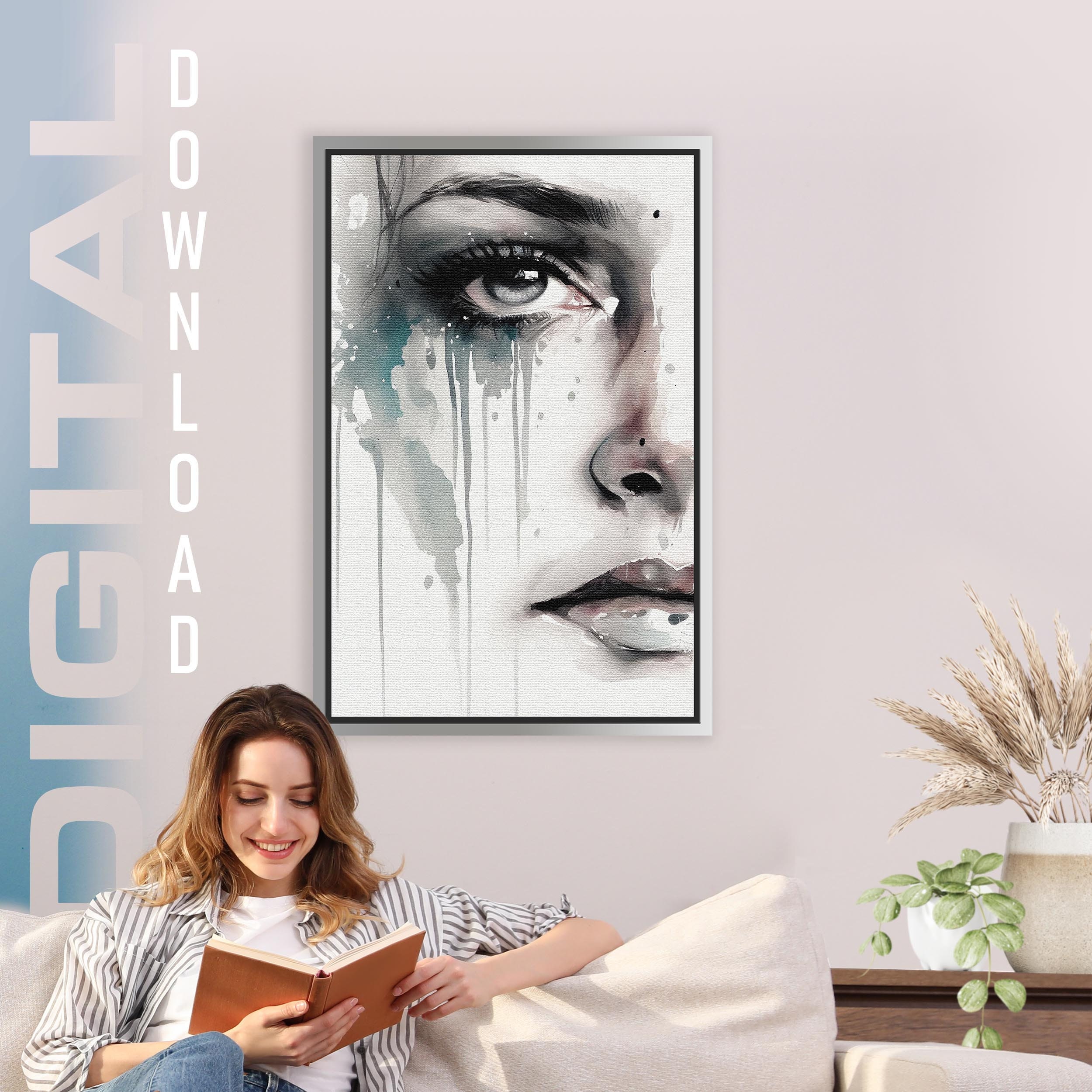 Crying Sad Eyes in Watercolor Artwork, High-resolution Digital Download ...