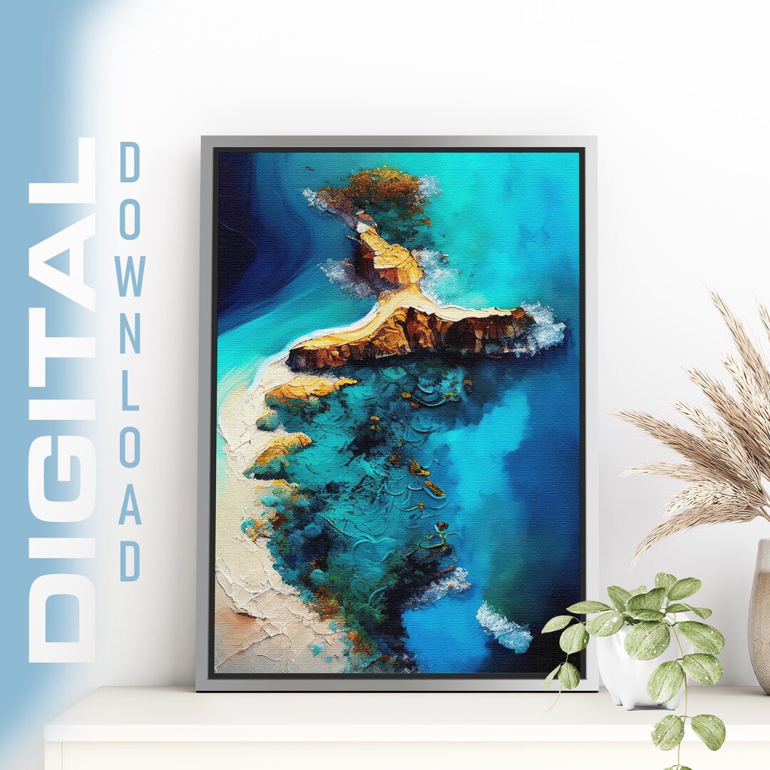 Rocky Coast Landforms, Rocky Shore Coastline in Abstract Oil Thick and ...