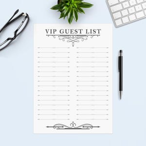 VIP Guest List Instant Download Template File Letter 8.5x11 Printable ...