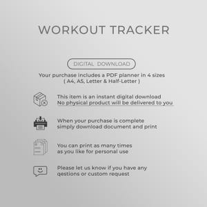 Printable Workout Tracker, Fitness Goal Log (PDF Download) - Etsy
