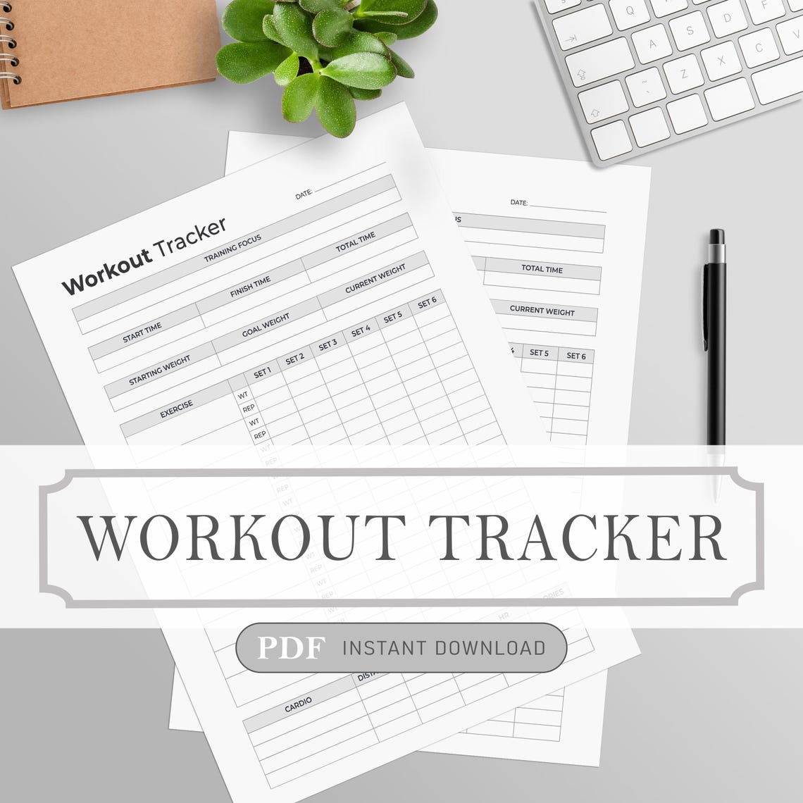 Printable Workout Tracker, Fitness Goal Log (PDF Download) - Etsy