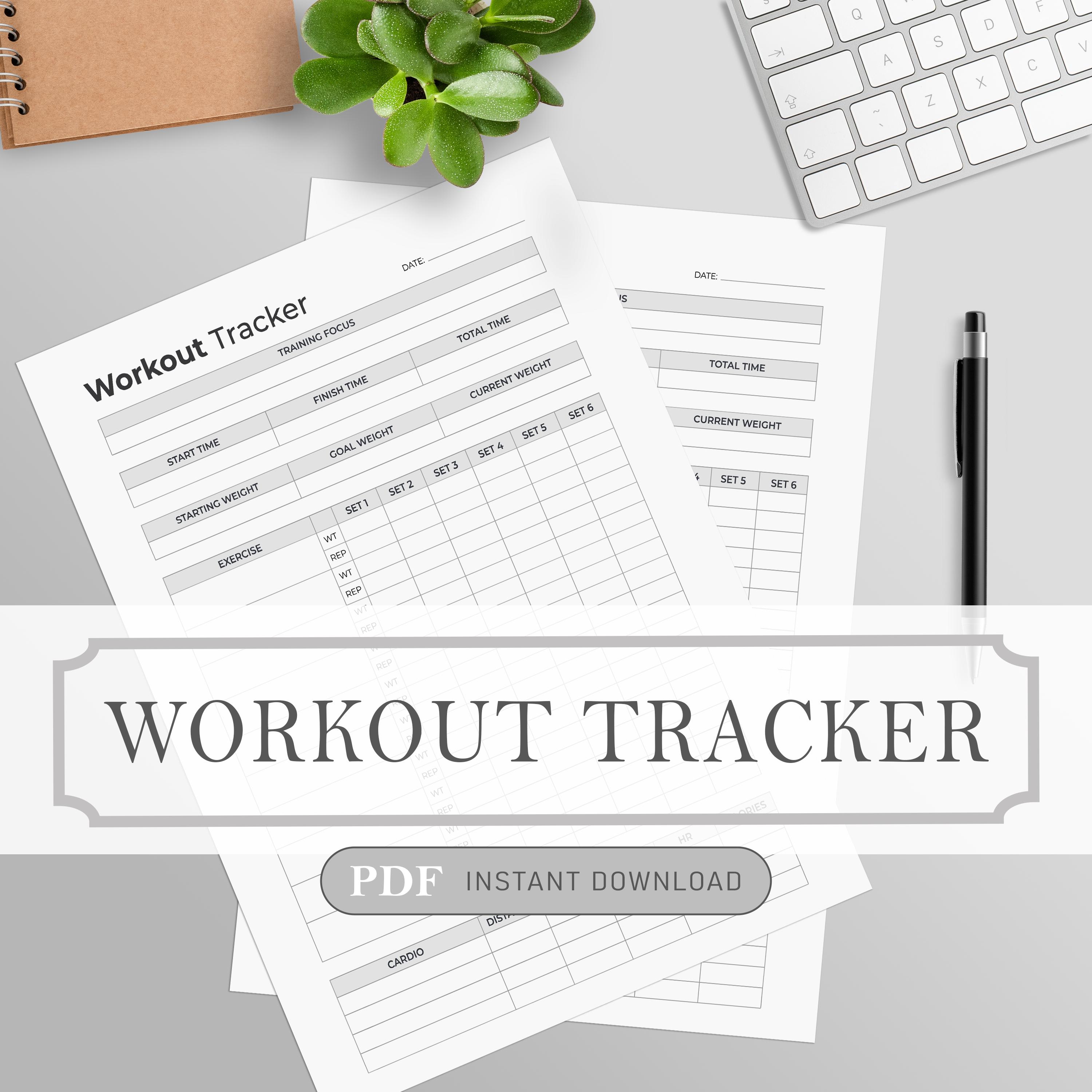 Printable Workout Tracker, Fitness Goal Log (PDF Download) - Etsy