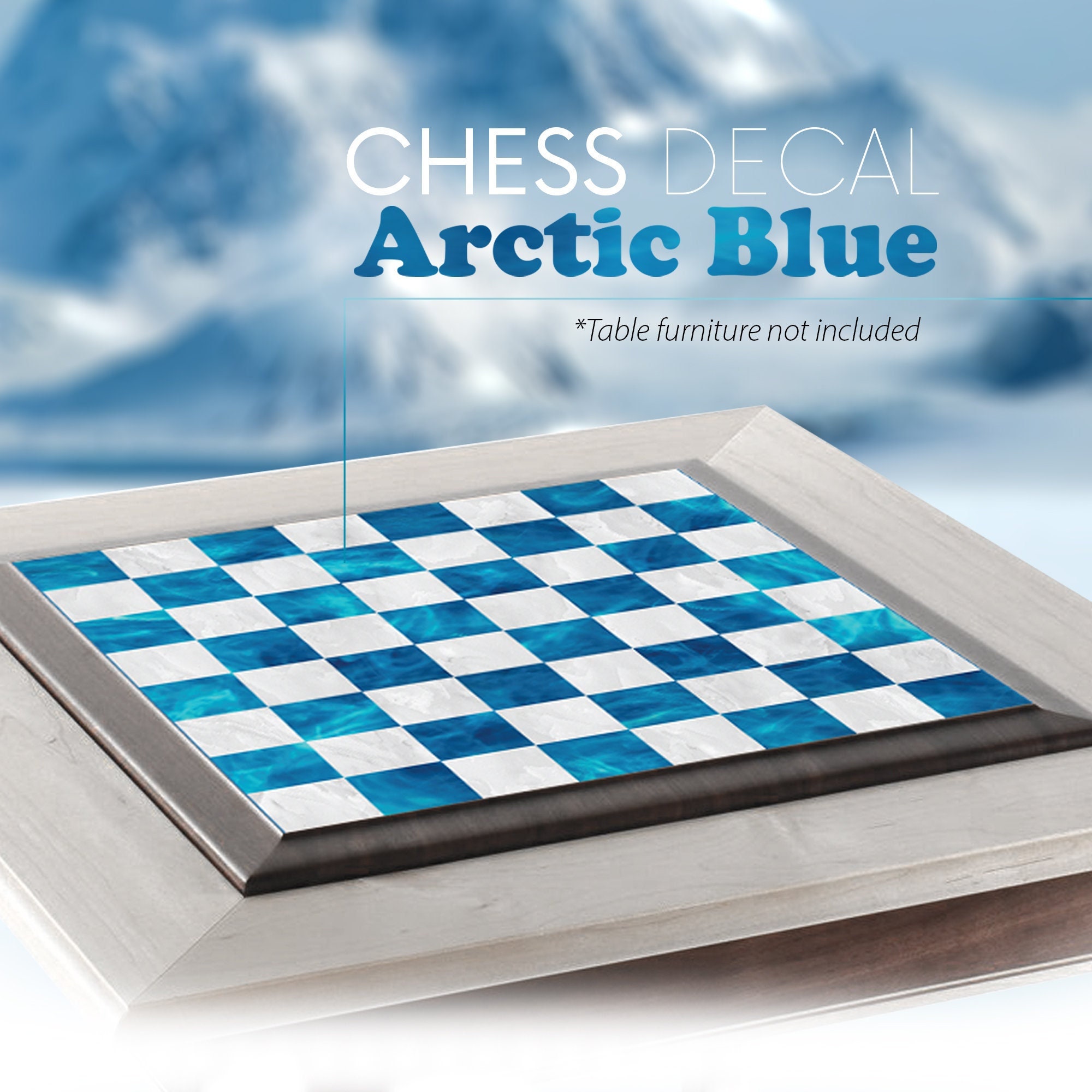 Chess Board & Checker Vinyl Sticker Decal in Winter Arctic Blue Art 16 ...
