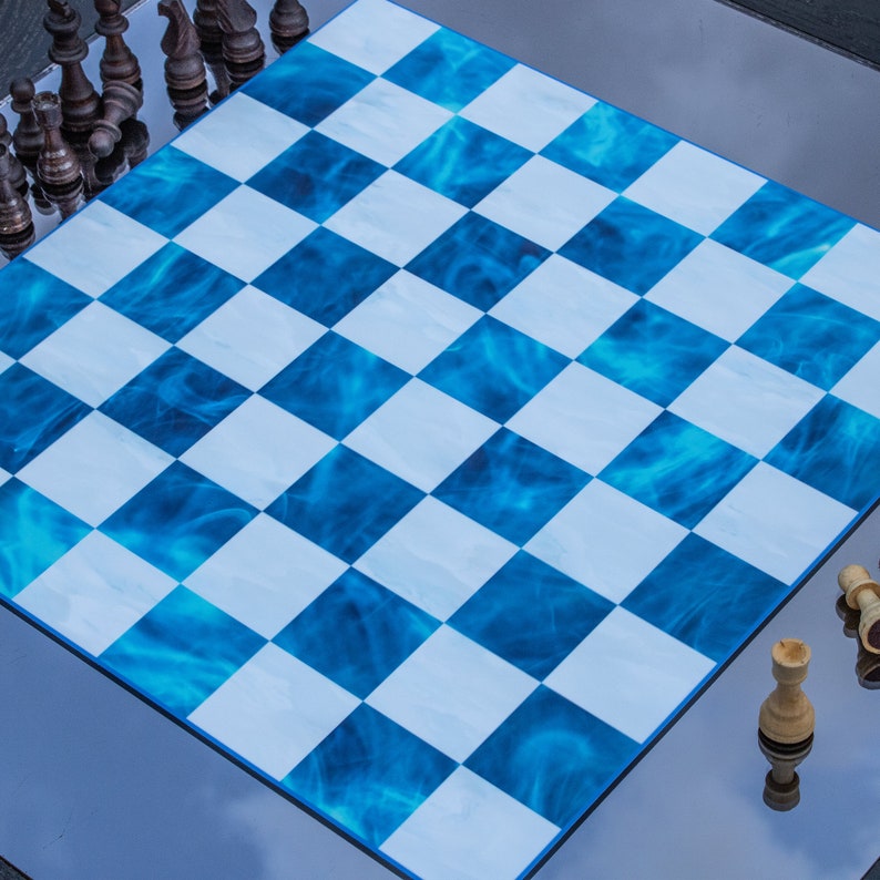 Chess Board & Checker Vinyl Sticker Decal in Winter Arctic Blue Art 16 ...