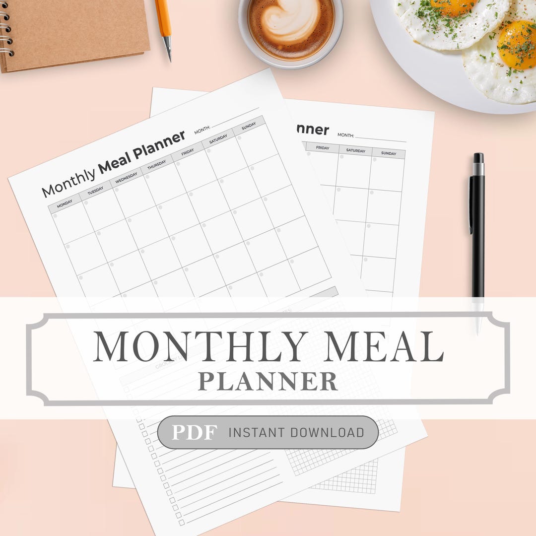 Monthly Meal Planner Instant Download Template Files Printable Pdf in 4 ...